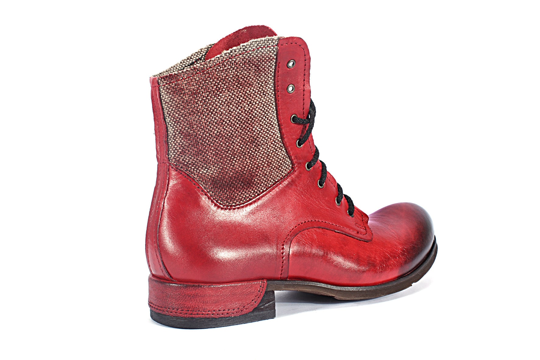 Red Hand-painted Men’s Leather Boots Colin - Etsy