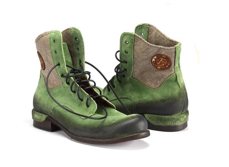 Green Suede Men’s Leather Boots Colin - Etsy