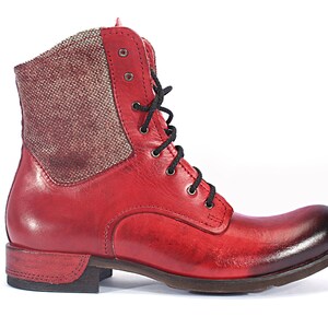 Red Hand-painted Men’s Leather Boots Colin - Etsy