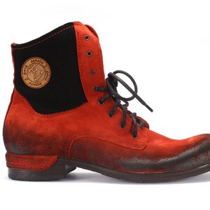 Red Men’s Suede Leather Boots Colin - Etsy