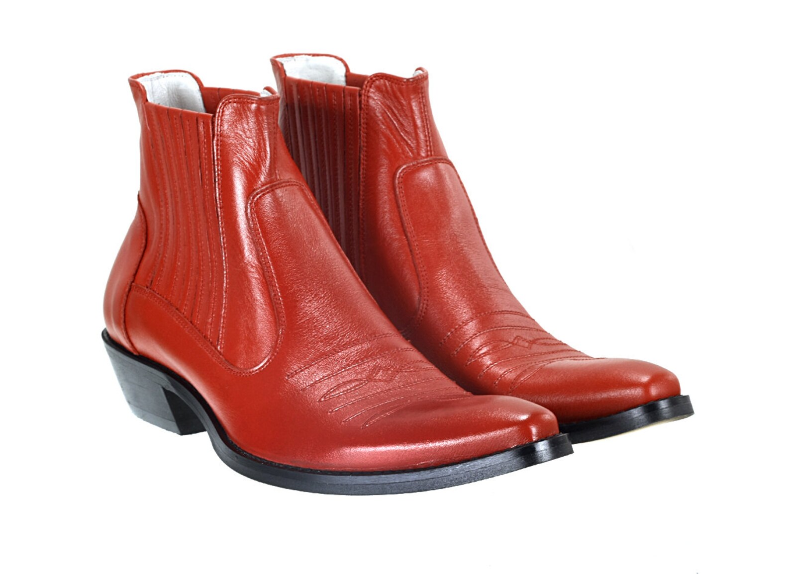 Stylish Men's Cowboy Boots Red Classic Western Design, Handcrafted From ...