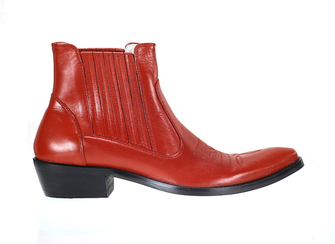 Stylish Men's Cowboy Boots Red – Classic Western Design, Handcrafted ...