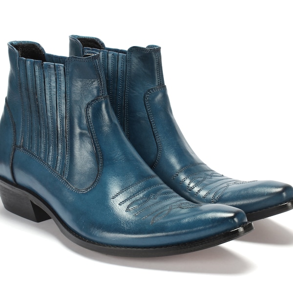 Mens Blue Cowboy Boots - Etsy