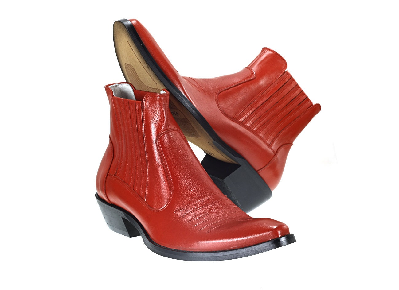 Stylish Men's Cowboy Boots Red – Classic Western Design, Handcrafted ...