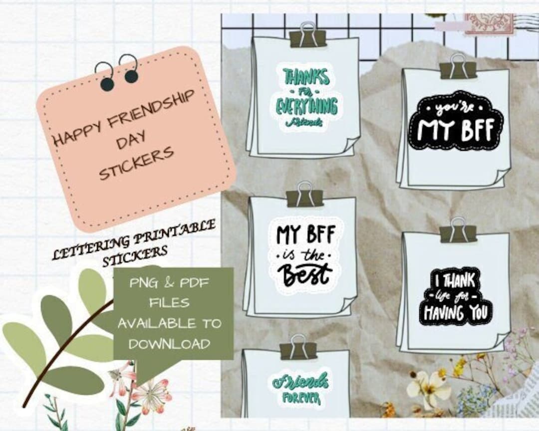 Heartwarming Friendship Day Printable Stickers Celebrate - Etsy