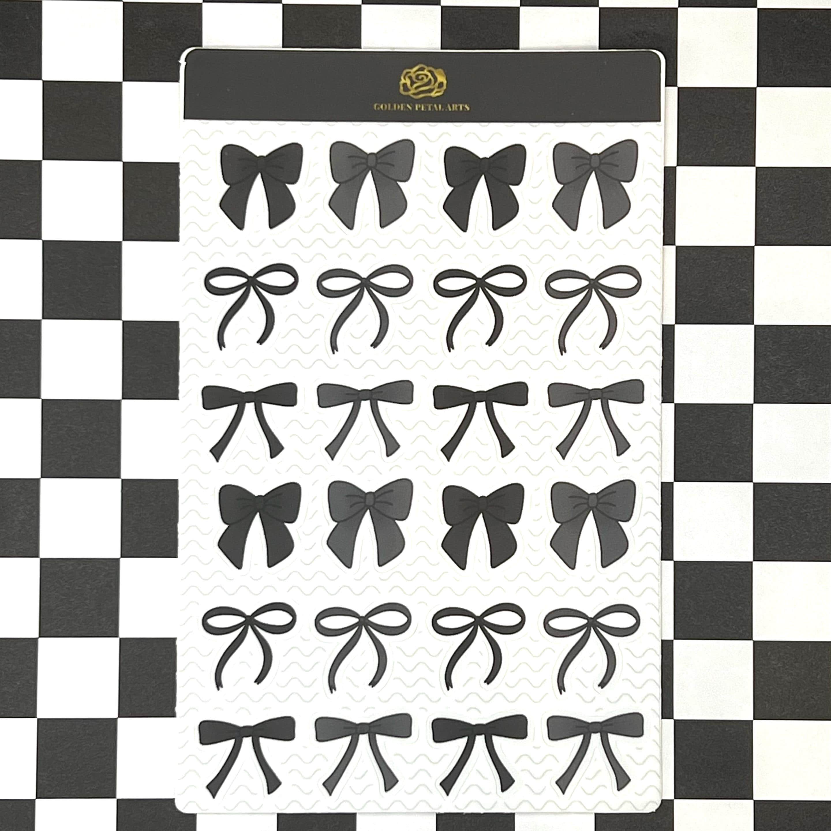 Dark Coquette Bows W/ White Borders Sticker Sheet (1 Pc) | Aesthetic ...
