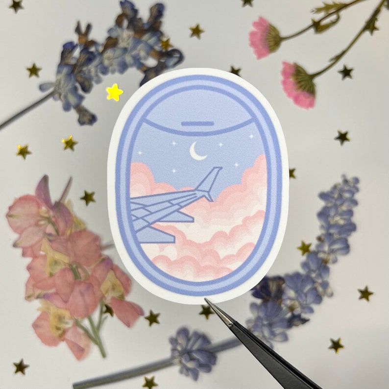 Periwinkle Rose Sky Plane Window Sticker | Nature | Wing | Purple ...