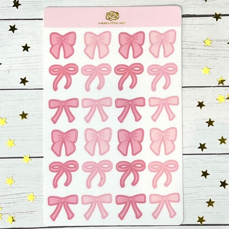 Pink Coquette Bows Sticker Sheet (1 Pc) | Aesthetic | Ribbon ...