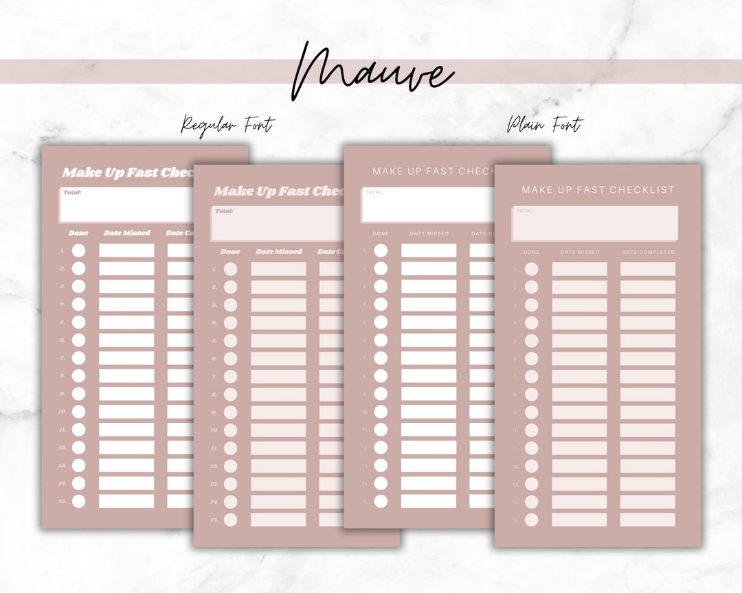 Mauve Make up Fast Checklist | Ramadan | Fasting | Dieting ...