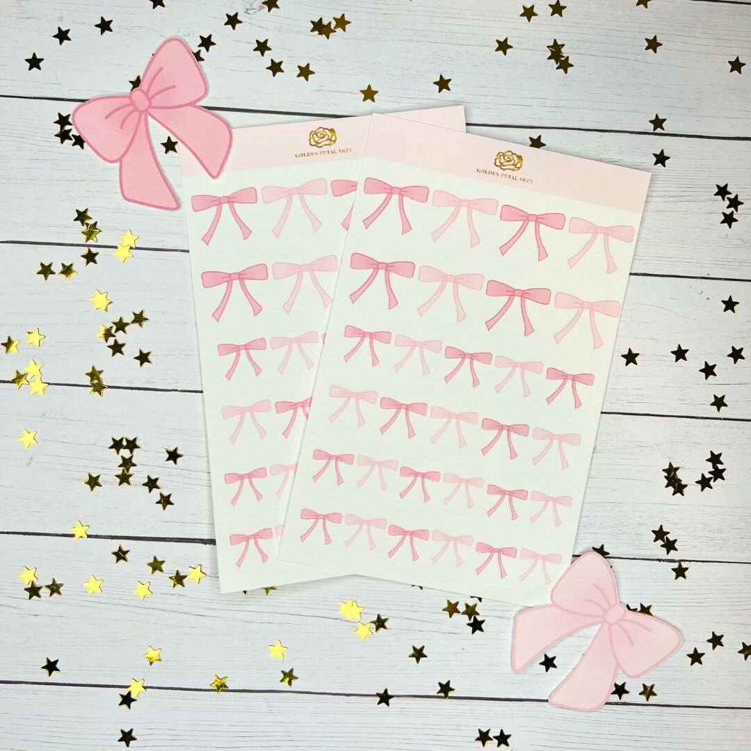 Pink Coquette Bows Sticker Sheet (1 Pc) | Aesthetic | Ribbon ...