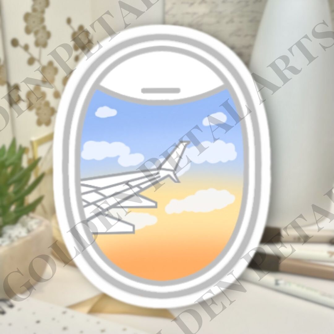 Sunrise Plane Window Sticker | Nature | Wing | Sky | Blue | Yellow ...