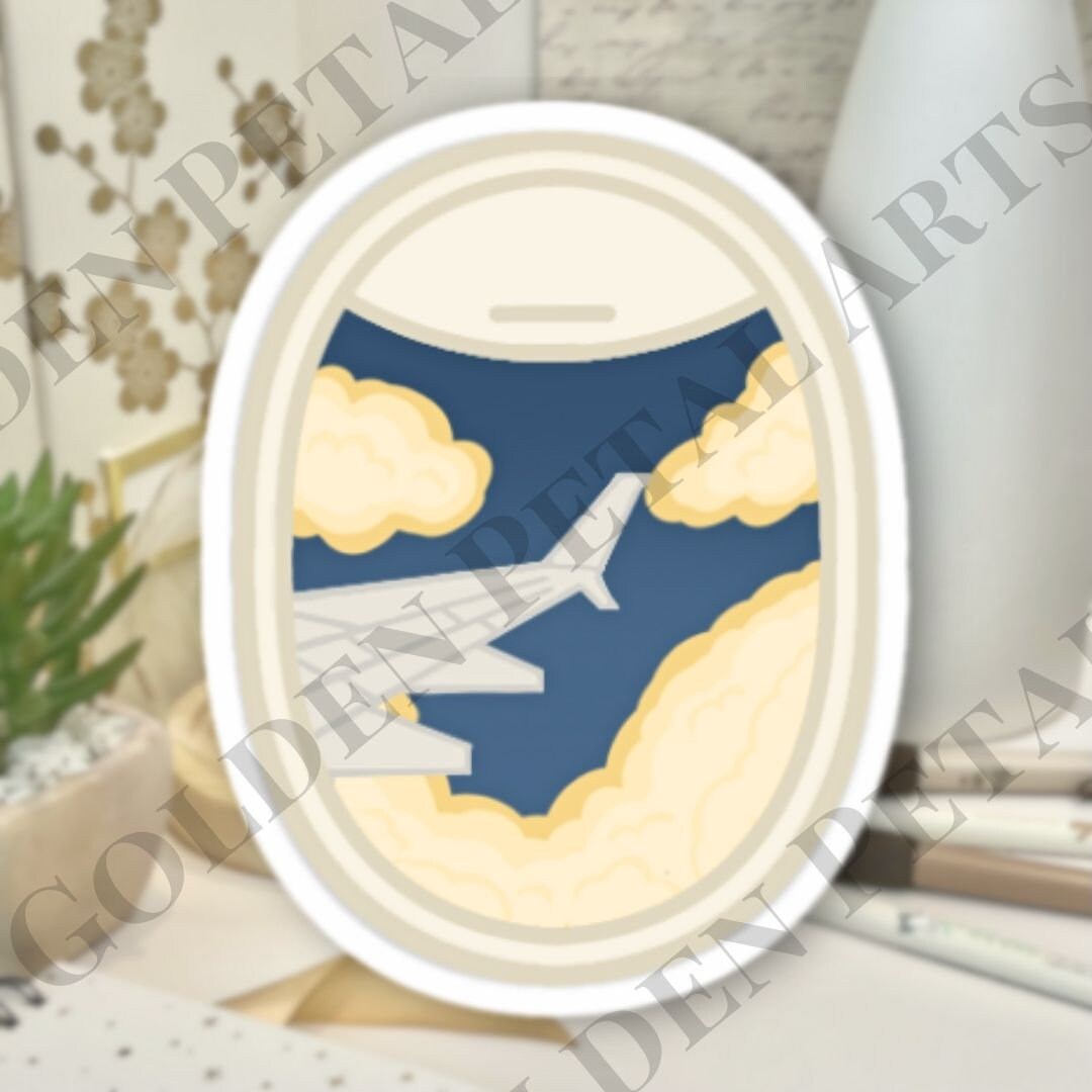 Day Plane Window Sticker | Nature | Wing | Sky | Blue | Yellow | Gold ...