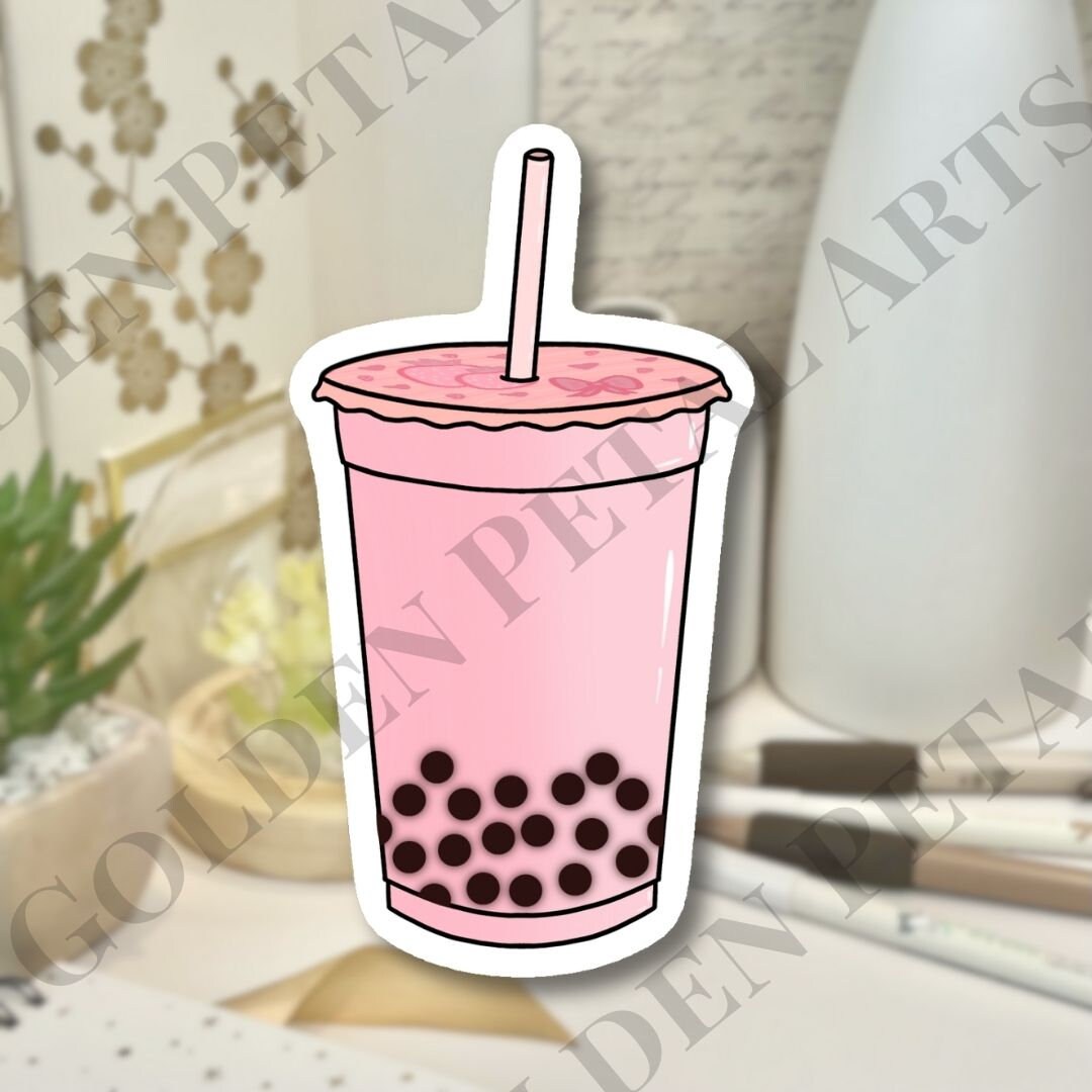 Strawberry Bubble Tea Sticker | Milk Tea | Boba Tea | Drink Sticker ...