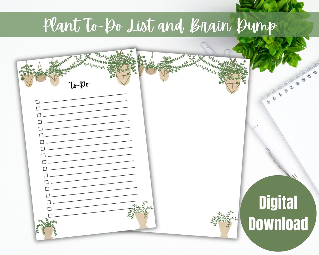 Aesthetic Plant To-do List and Brain Dump Digital Pages - 4" X 6 ...