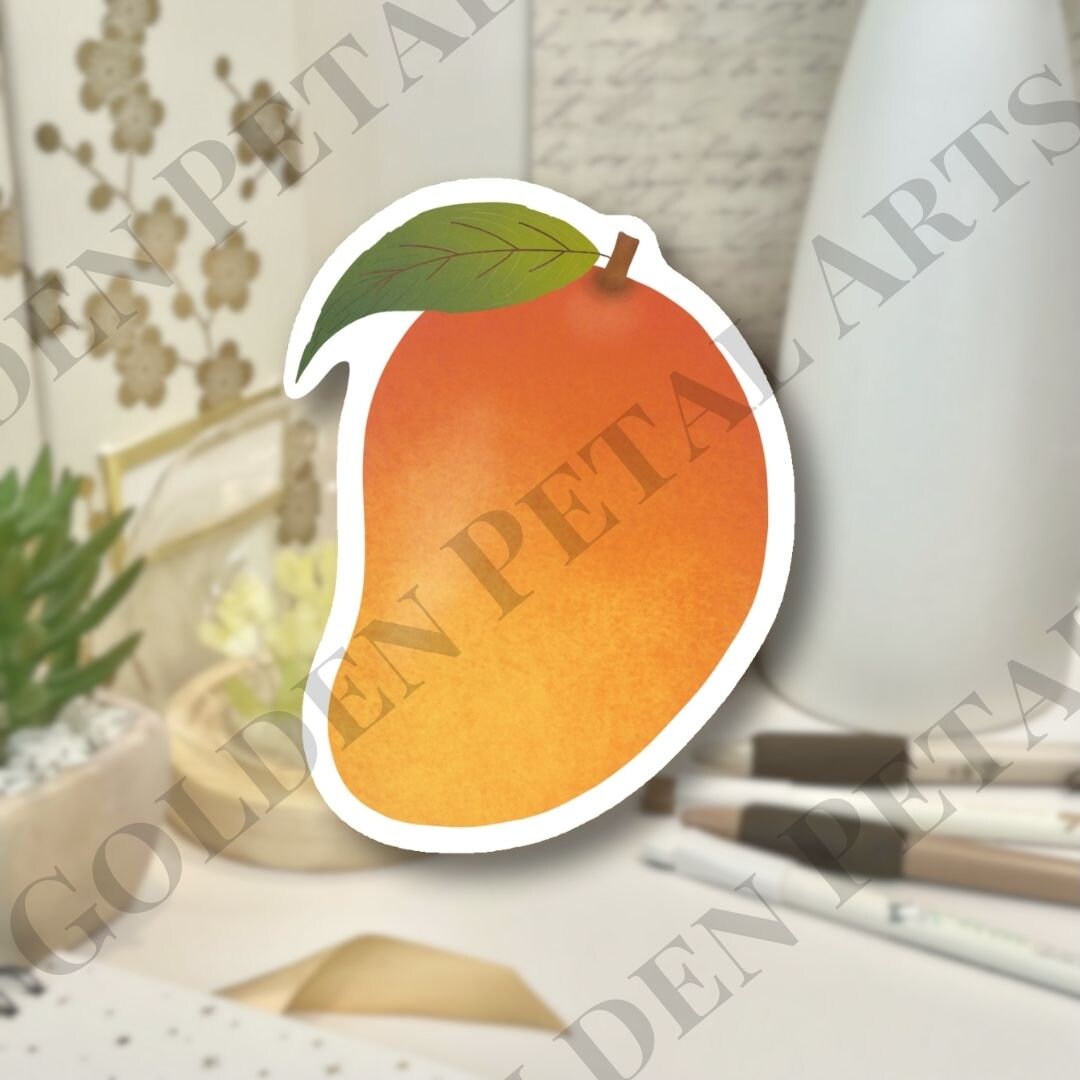 Mango Sticker | Fruit | Food | Leaf | Ombre | Watercolor | Aesthetic ...