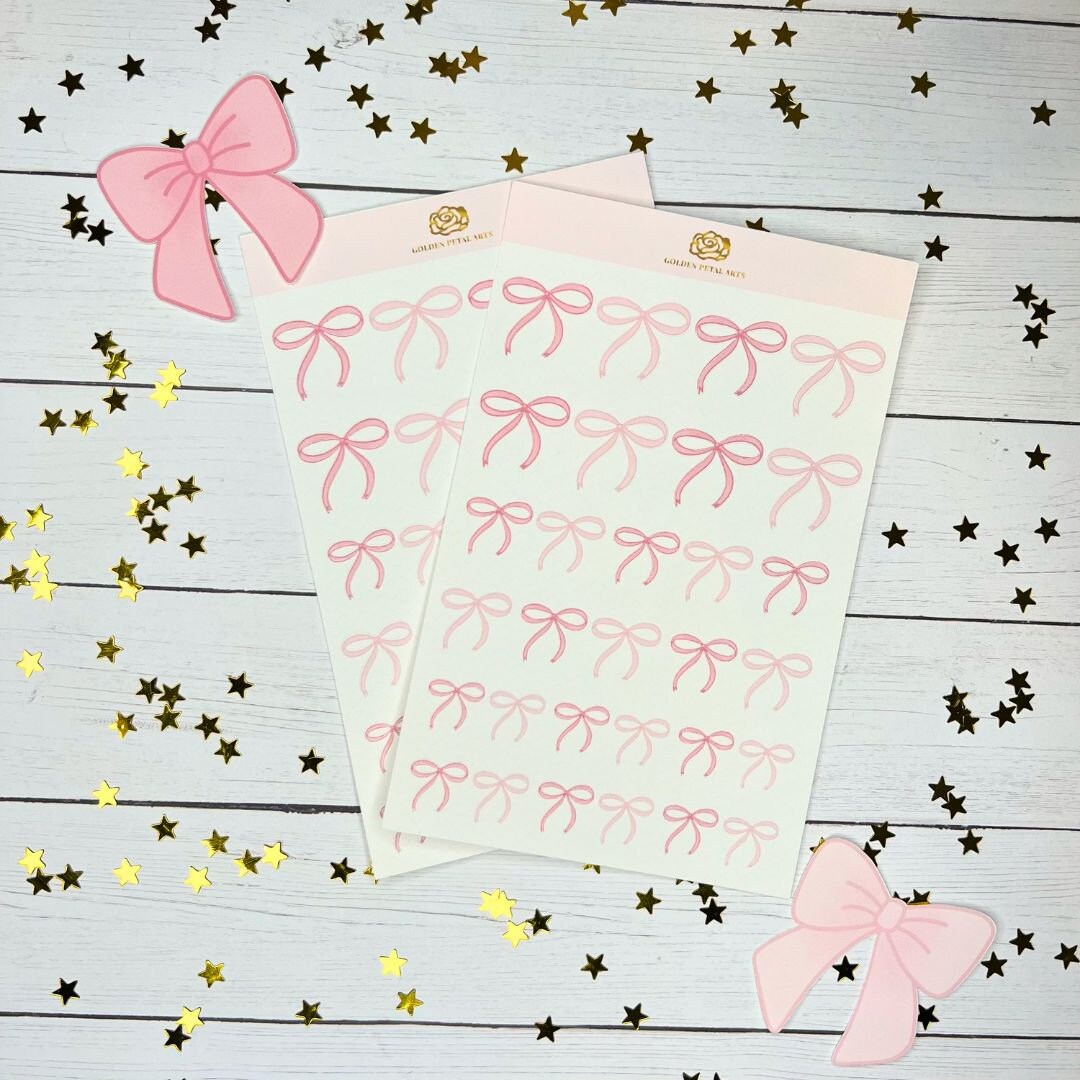 Pink Coquette Bows Sticker Sheet (1 Pc) | Aesthetic | Ribbon ...