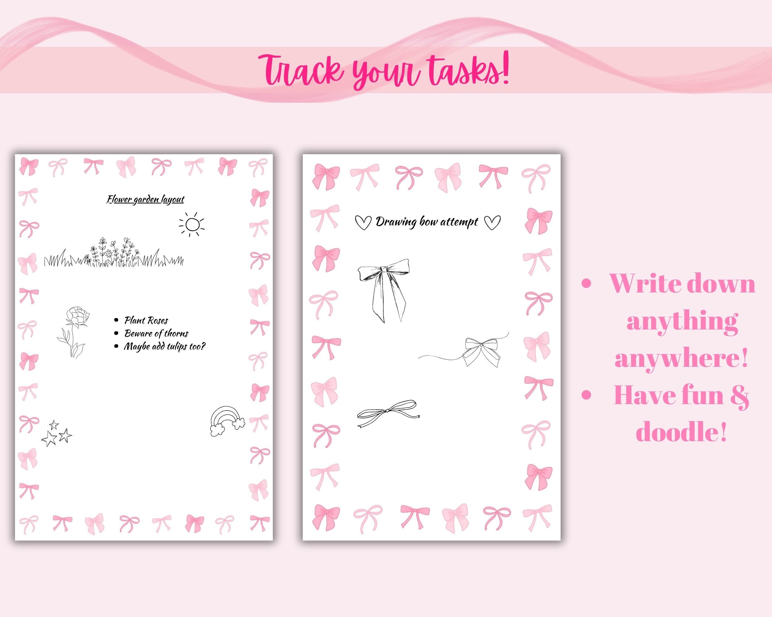 Simple Coquette Bow To-do List and Brain Dump Pages | Aesthetic ...