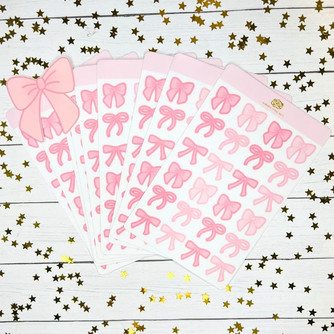 Pink Coquette Bows Sticker Sheet (1 Pc) | Aesthetic | Ribbon ...