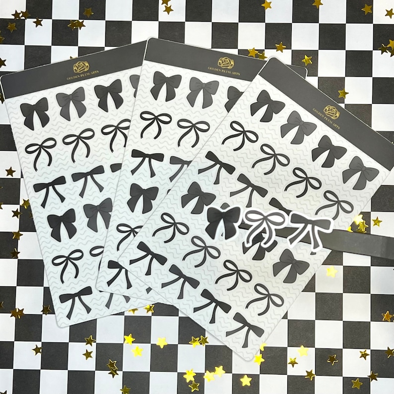 Dark Coquette Bows W/ White Borders Sticker Sheet (1 Pc) | Aesthetic ...