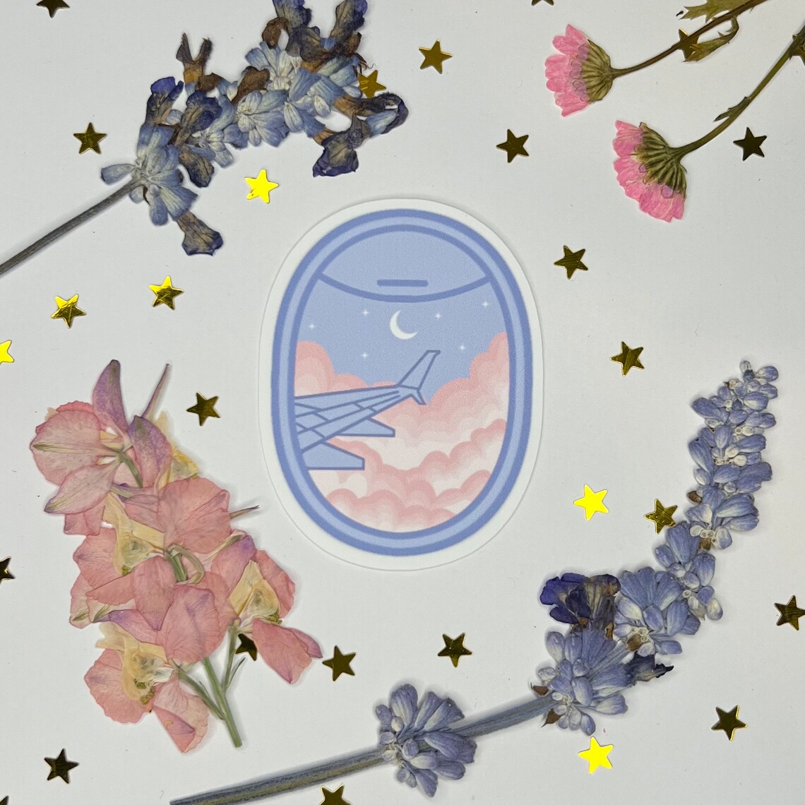 Periwinkle Rose Sky Plane Window Sticker | Nature | Wing | Purple ...