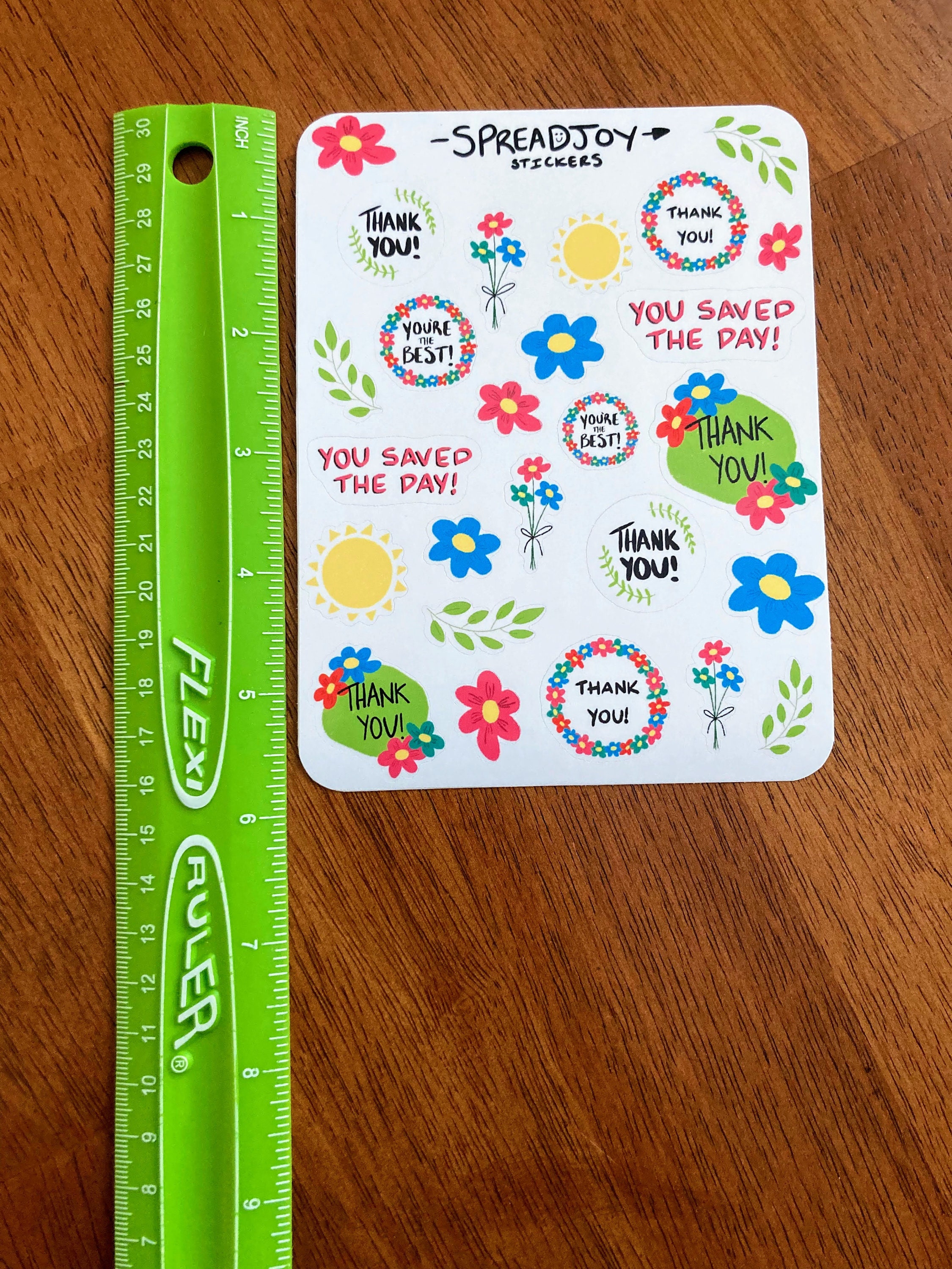 Flower Thank You Sticker Sheet - Etsy