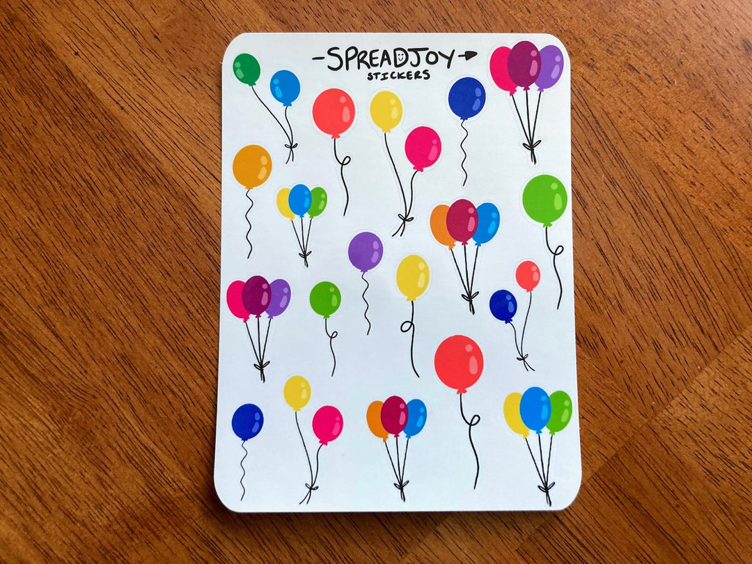 Balloon Sticker Sheet- Birthday Stickers - Etsy