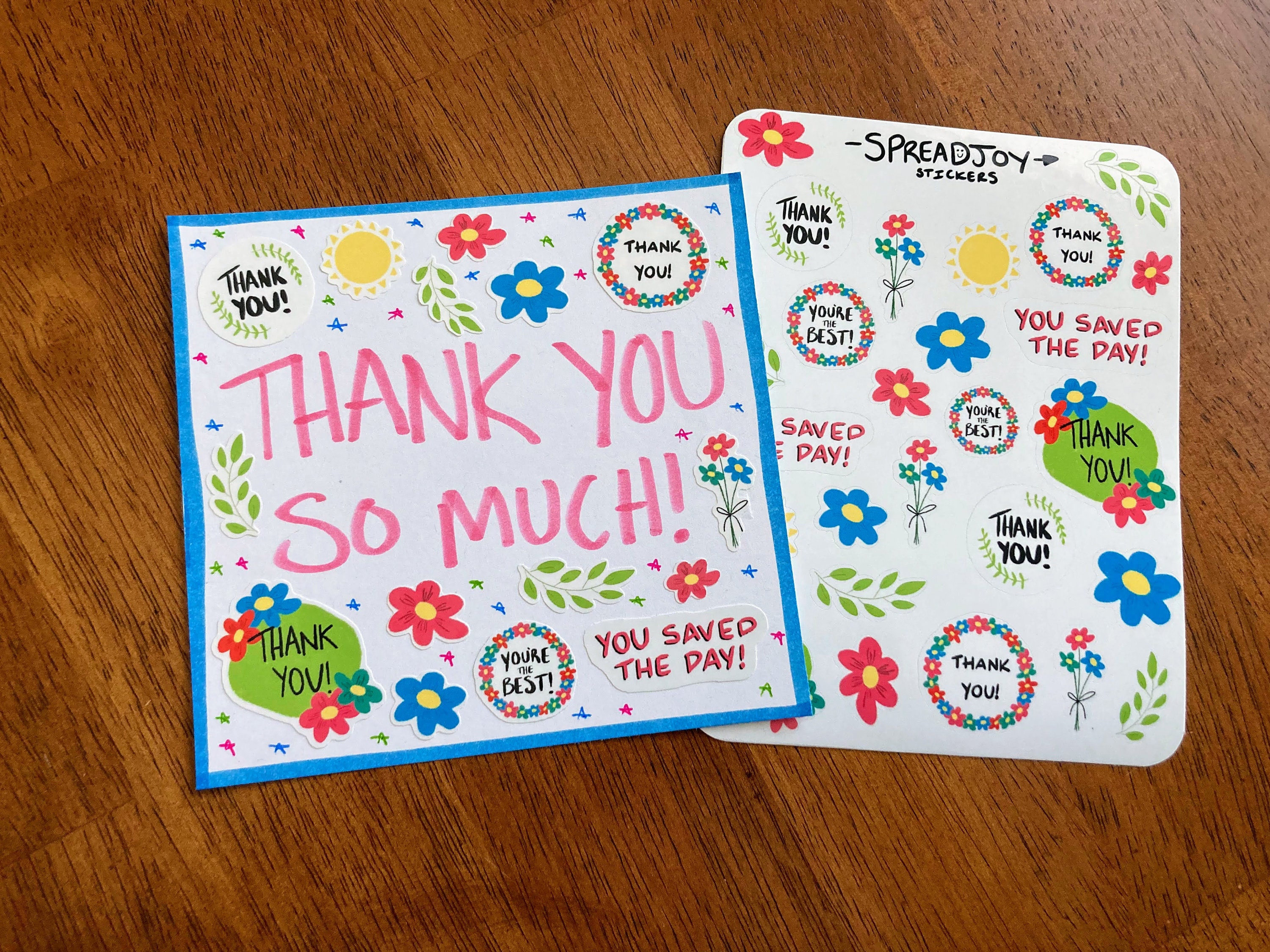 Flower Thank You Sticker Sheet - Etsy