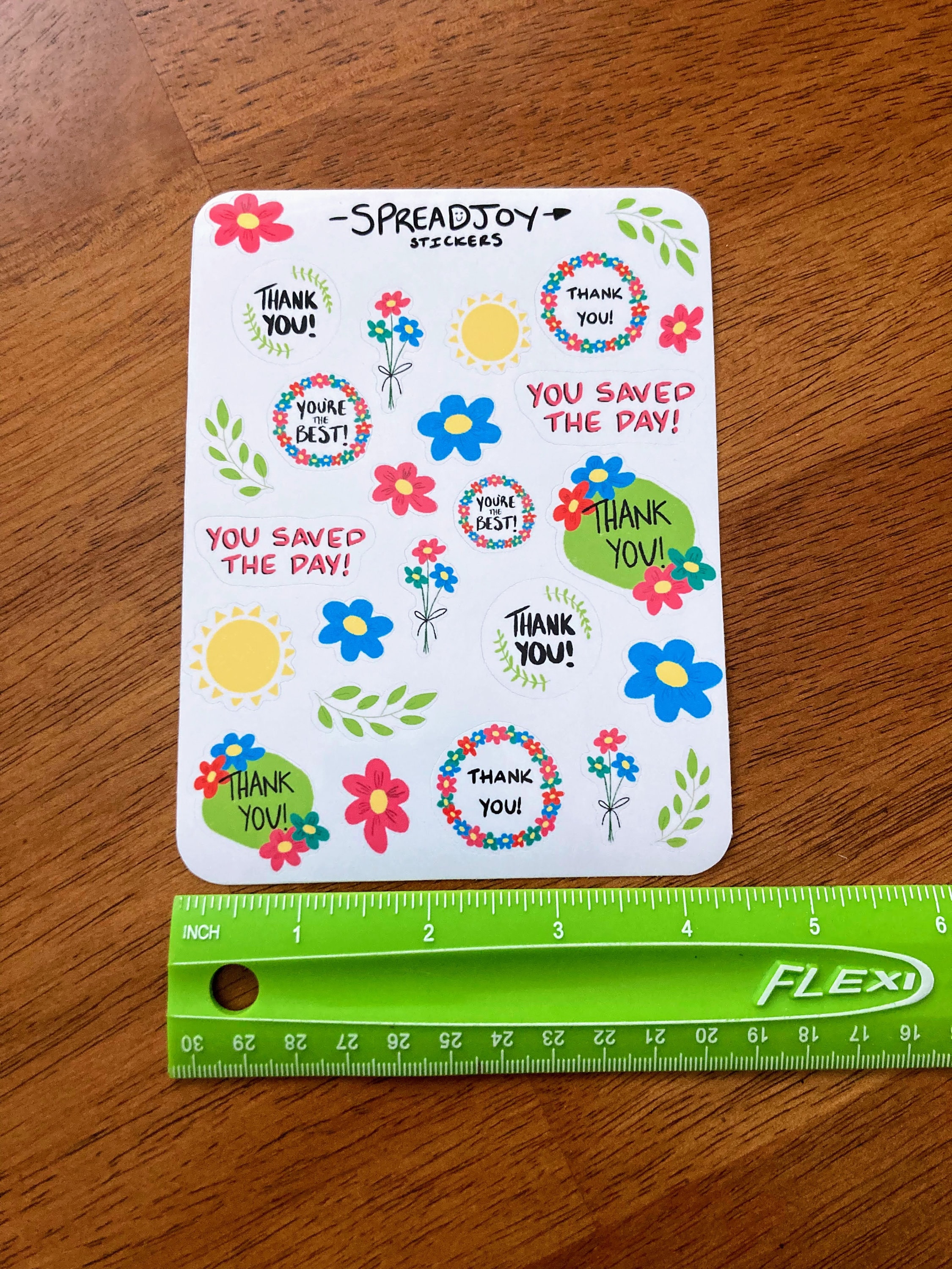 Flower Thank You Sticker Sheet - Etsy