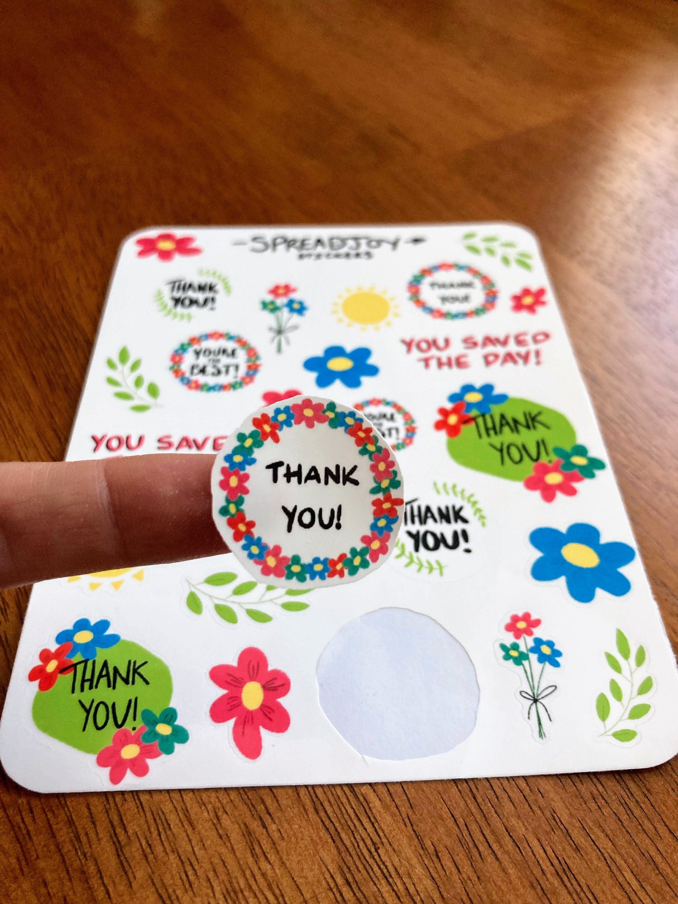 Flower Thank You Sticker Sheet - Etsy