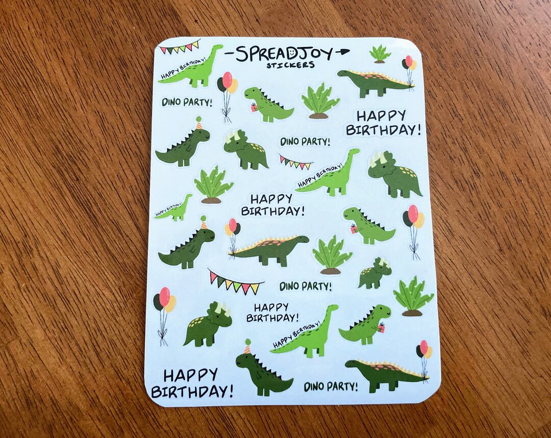 Dinosaur Birthday Sticker Sheet - Etsy