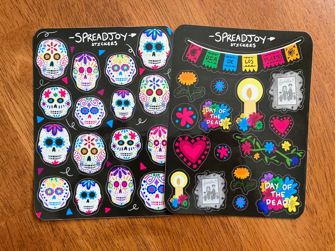 Paquete de hojas de calcomanías del Día de los Muertos - Etsy México