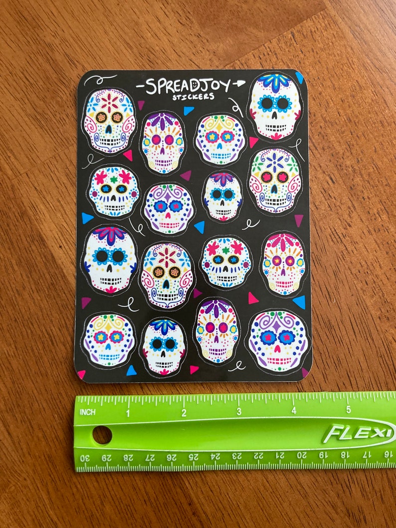 Hoja de calcomanías del Día de Muertos de Calaveras de Azúcar - Etsy México