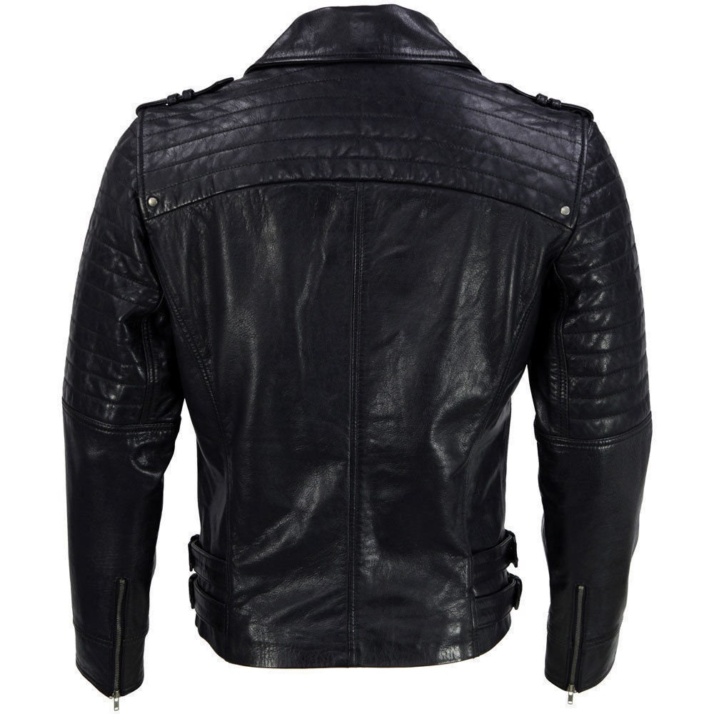 Men's New BLACK Leather Jacket Motorcycle Biker Real Lambskin Biker ...
