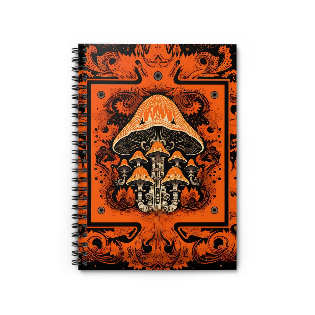 Whimsigoth Mushroom Spiral Notebook: Dark Floral Goblincore Ruled Line ...