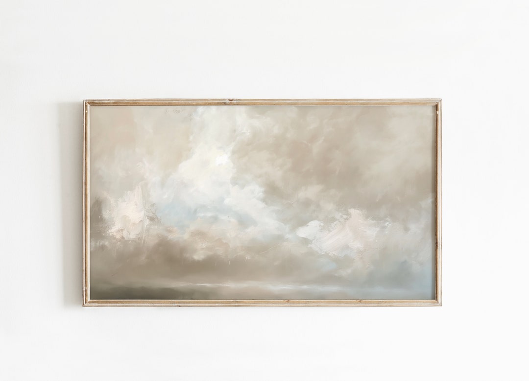 Abstract Sky Painting for Samsung Frame TV: Vintage Neutral Tones ...