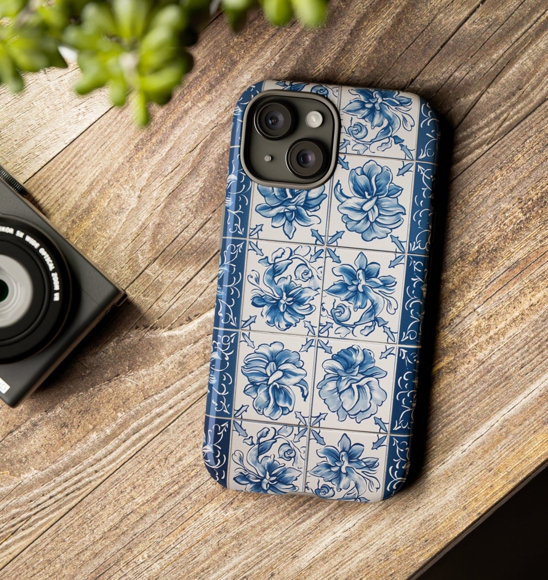 Azulejo Tile Phone Case: Delftware Floral Design, Dual Layer Protection ...