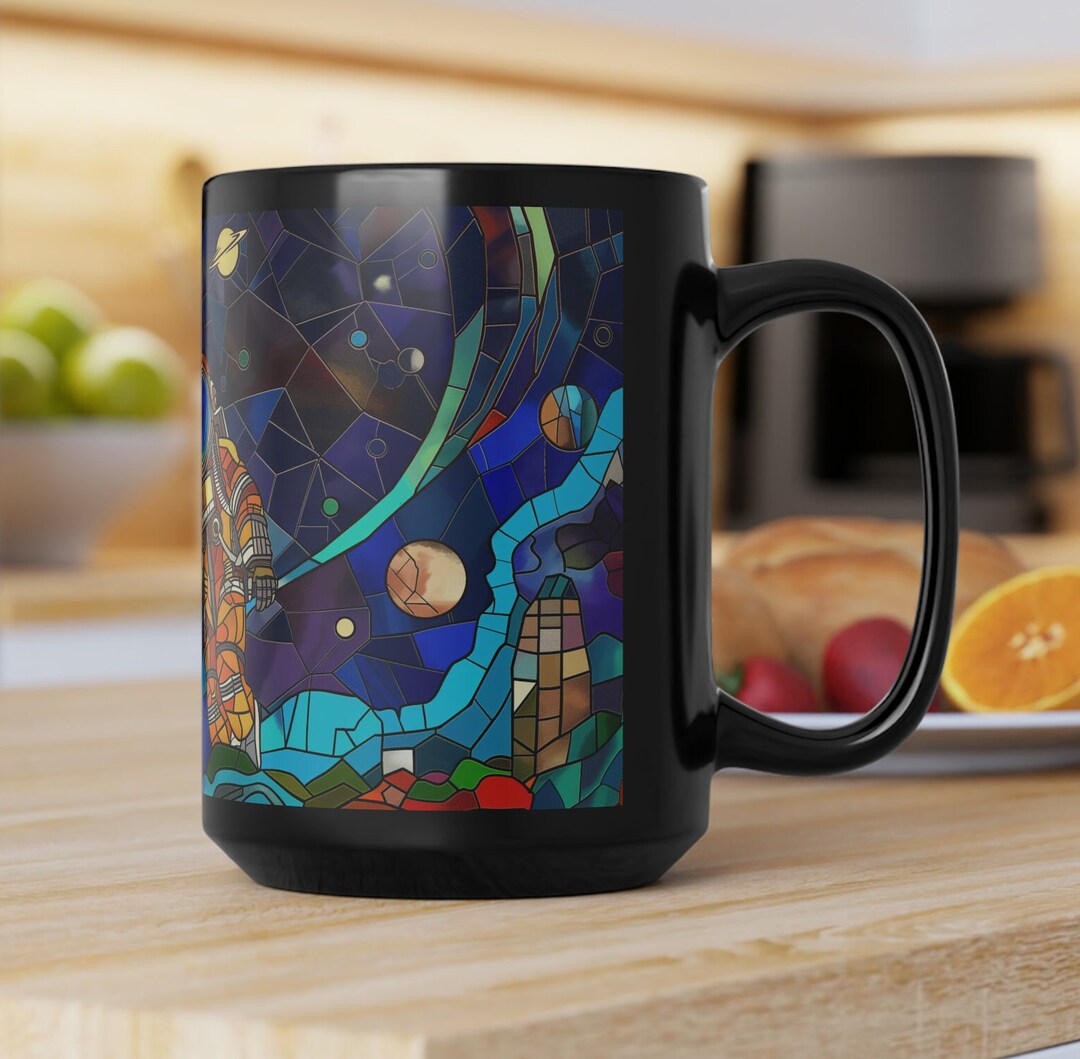Stained Glass Space Mug: Astronaut & Alien World Art - Etsy