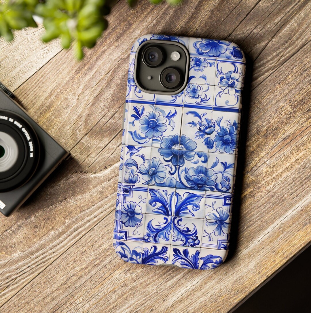 Azulejo Tile Phone Case: Delftware Floral Design, Protective Dual Layer ...