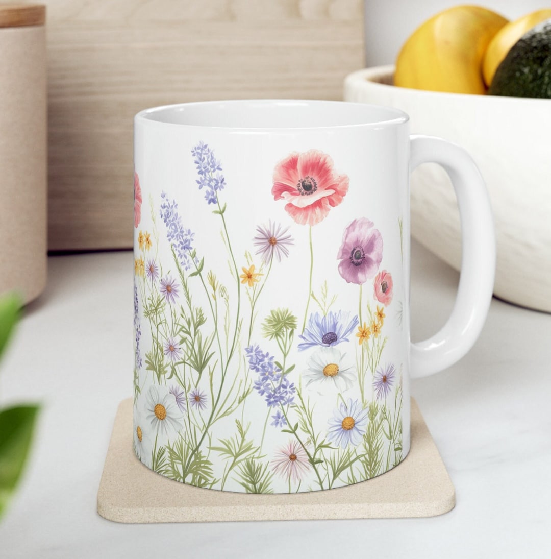 Floral Coffee Mug Wildflower Meadow Spring Ceramic Mug 11oz - Etsy