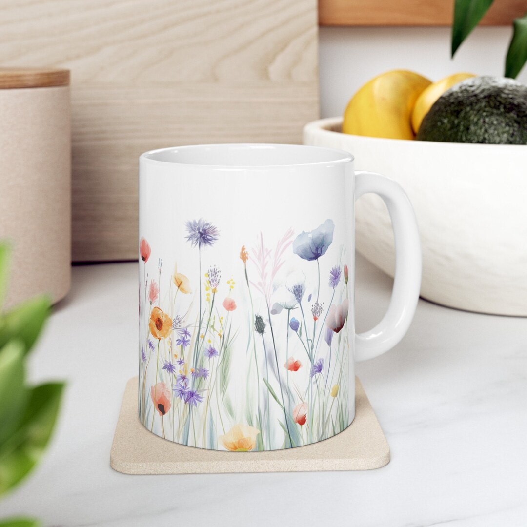 Floral Coffee Mug Wildflower Meadow Spring Ceramic Mug 11oz - Etsy