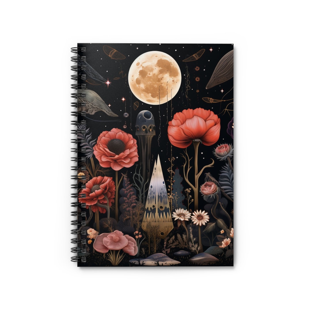 Cottagecore Occult Theme Moon Whimsigoth Fall Halloween Spiral Notebook ...