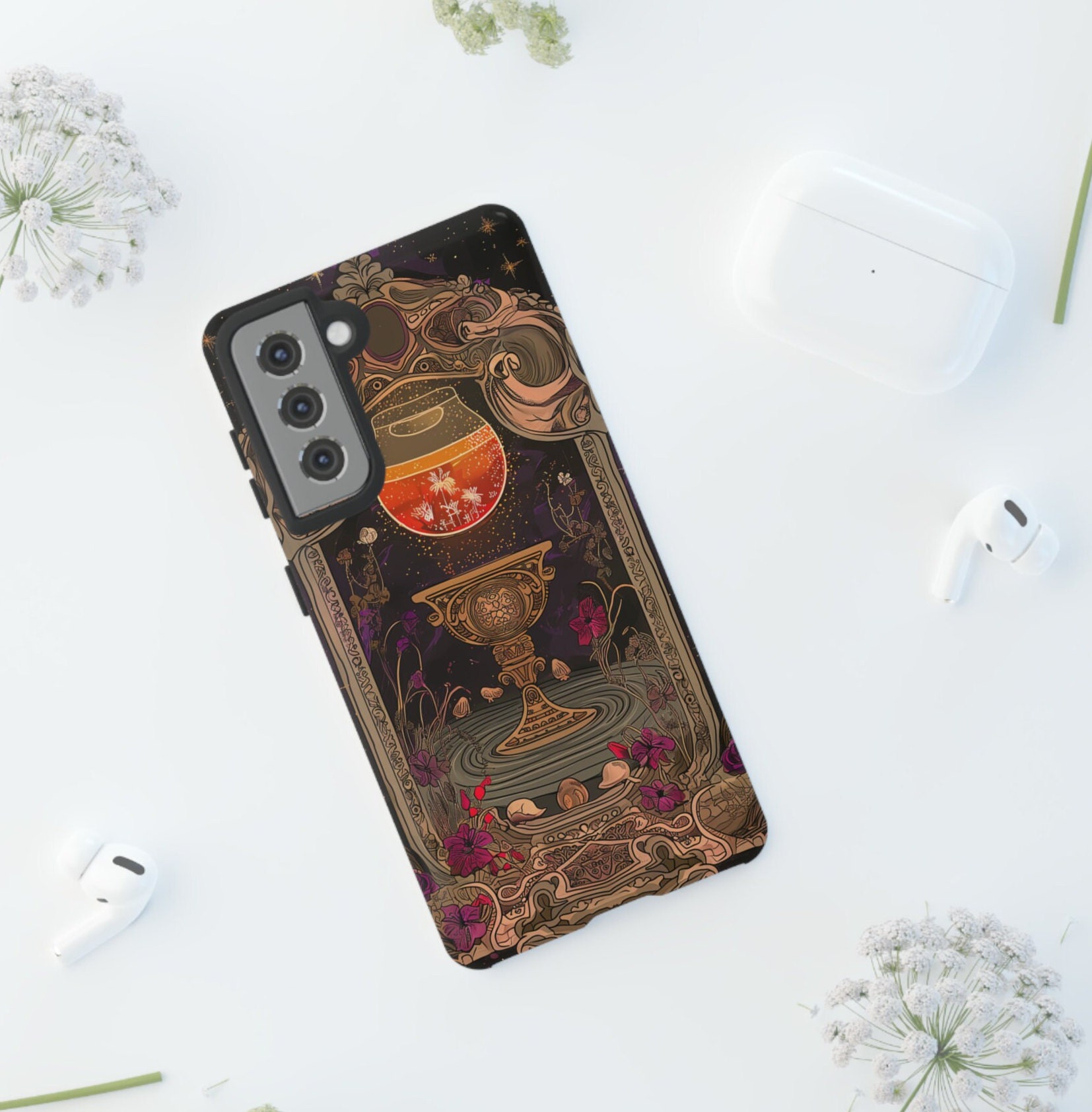 Tarot Art Style Cottagecore Whimsigoth Goblincore Chalice Dark Floral ...