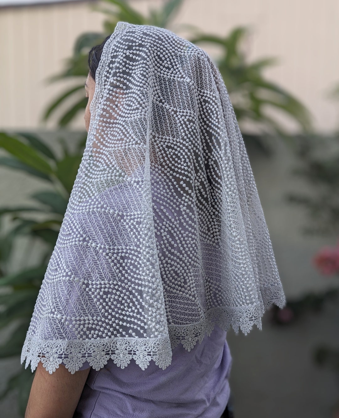 Silver White Veil - D Shape Veil/ Prayer Veil/ Mantilla - Etsy