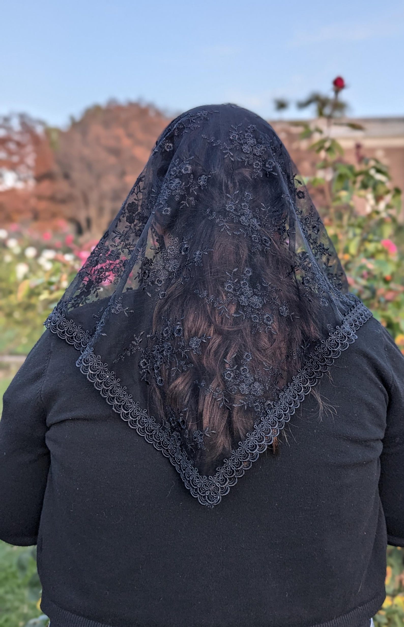 Black Triangle Veil / Prayer Veil/ Catholic Mass Veil/ Our Lady of the ...