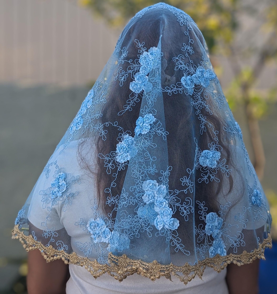 Baby Blue D Shape/ Prayer Veil/ Catholic Mass Veil - Etsy