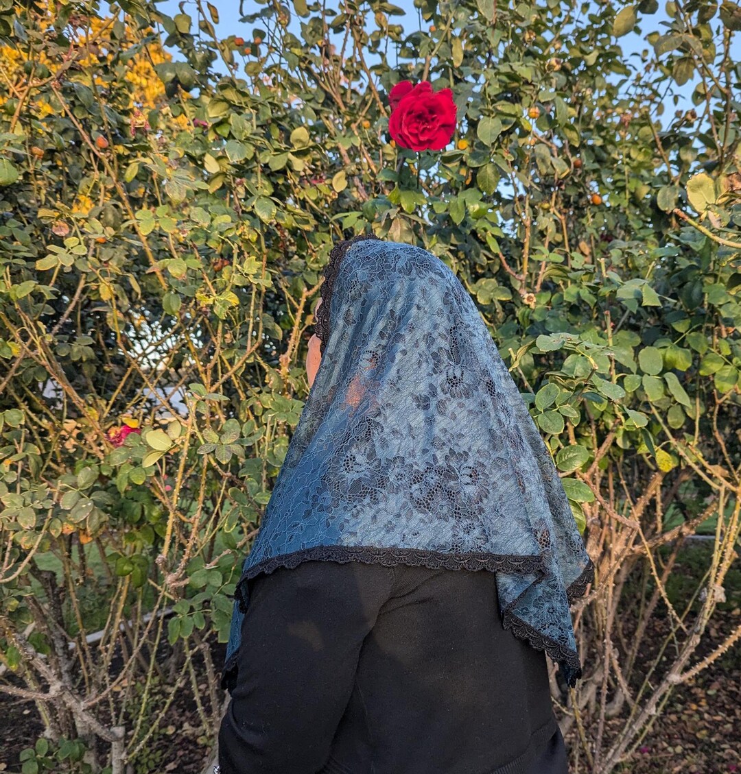Teal Veil- Triangle Veil/ Prayer Veil/ Mass Veil/ Our Lady of Guadalupe ...