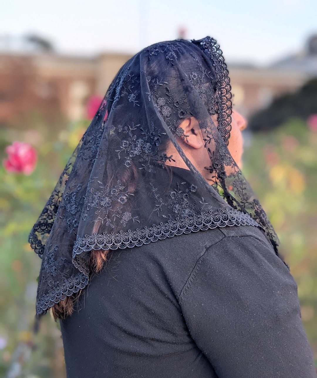 Black Triangle Veil / Prayer Veil/ Catholic Mass Veil/ Our Lady of the ...