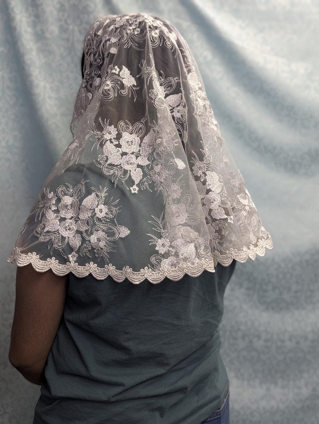 Mary, Queen of Heaven Collection/ Offwhite D Shape Veil / Prayer Veil ...