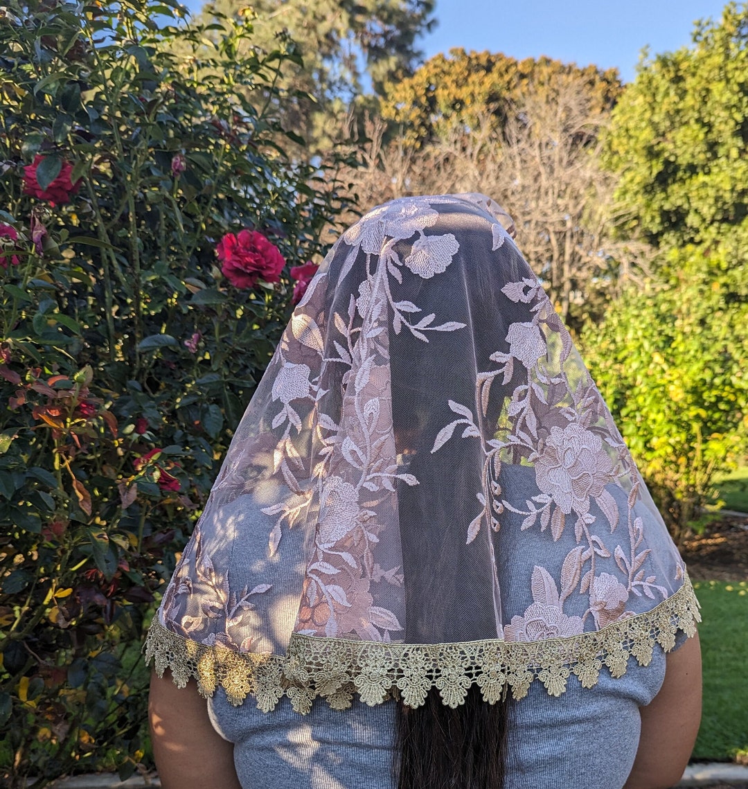 Our Lady of Guadalupe Collection/ Dusty Rose D Shape Veil/ Prayer ...