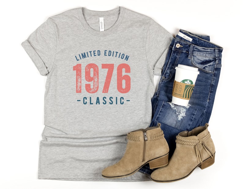 1976 T-shirt, 1976 Birth Year Shirt, 1976 Birthday Gift for Women, Born in 1976 Shirt, 1976 ...